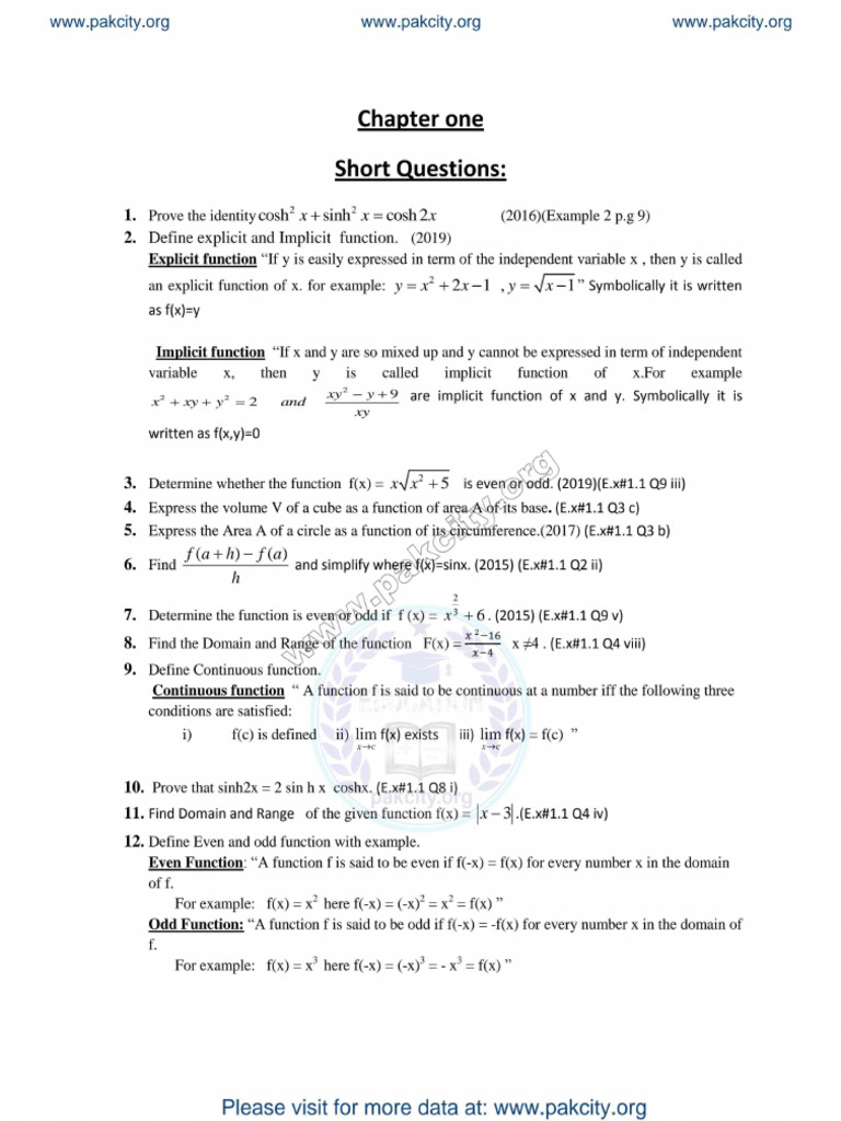 2nd Year Maths Guess Paper | PDF