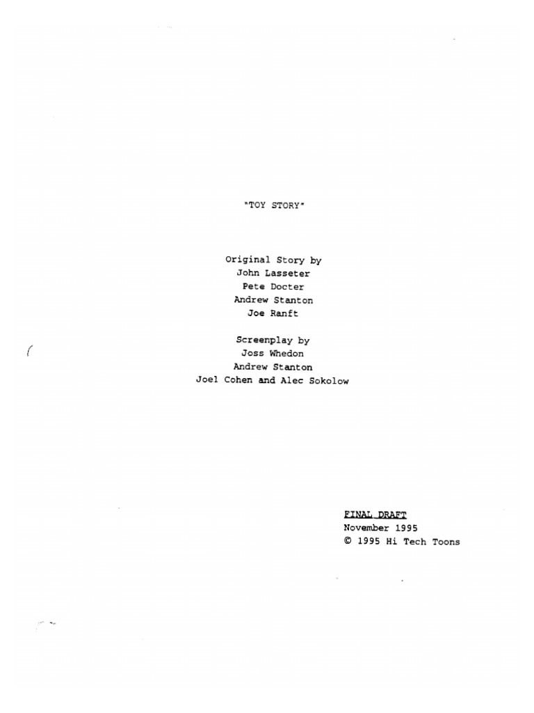 Toy Story (1995) - Screenplay | PDF