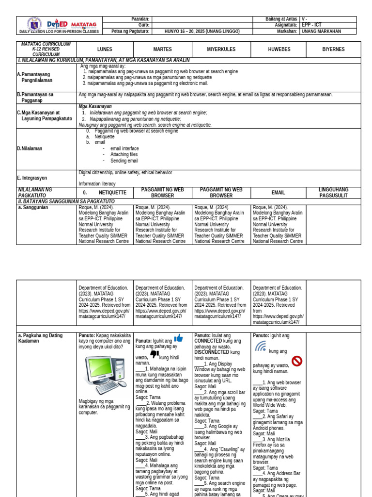 q1 Epp-Ict DLL Week 1 | PDF