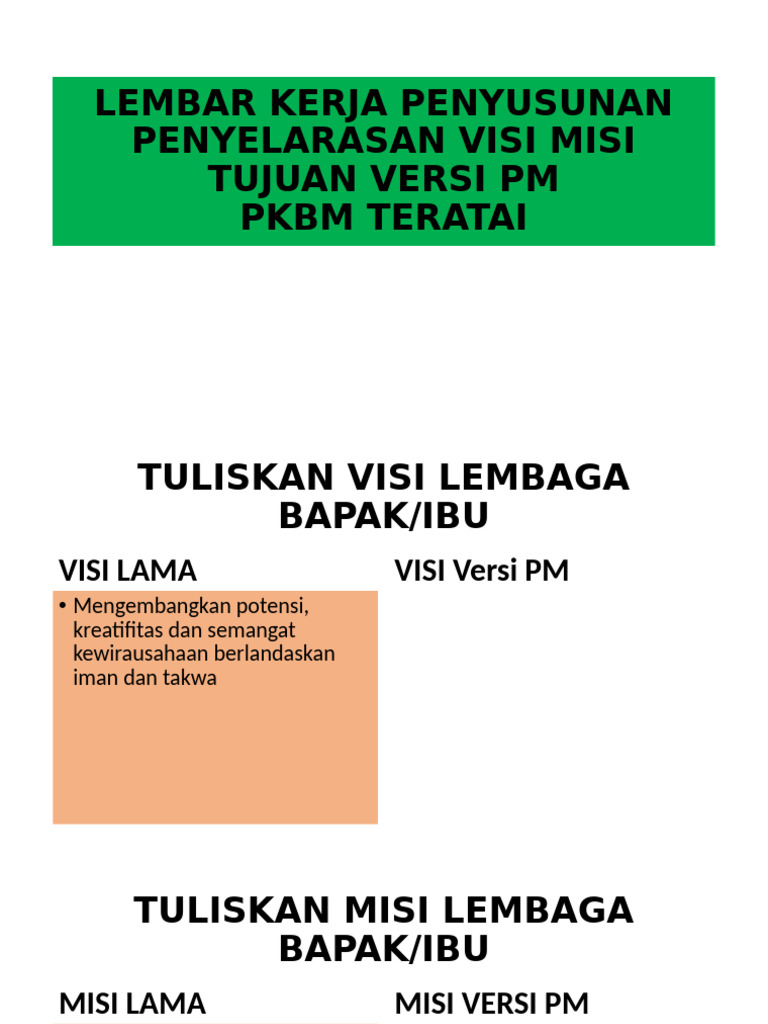 Visi, Misi Dan Tujuan Versi PM PKBM Teratai | PDF