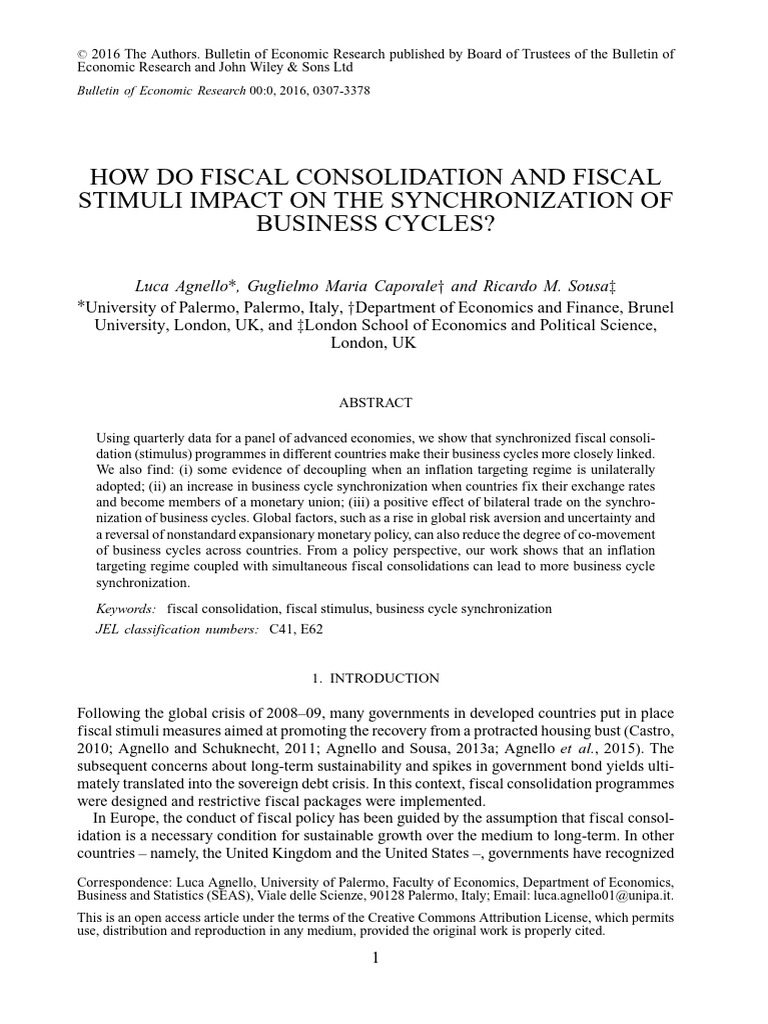 Fiscal Policies and Business Cycle Sync | PDF | Fiscal Policy ...