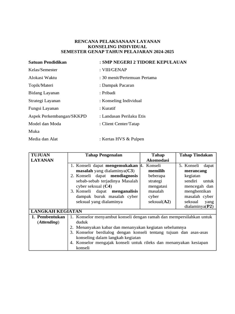 RPL Konseling Individual | PDF