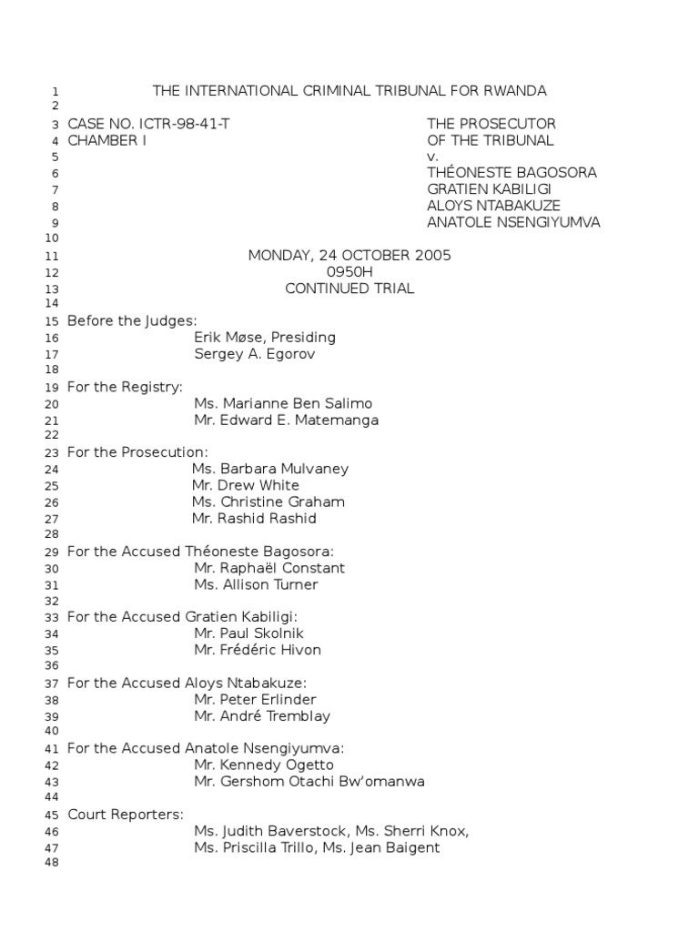 (Military I) - Bagosora Et Al - Redacted Transcript of 24 October 2005 ...