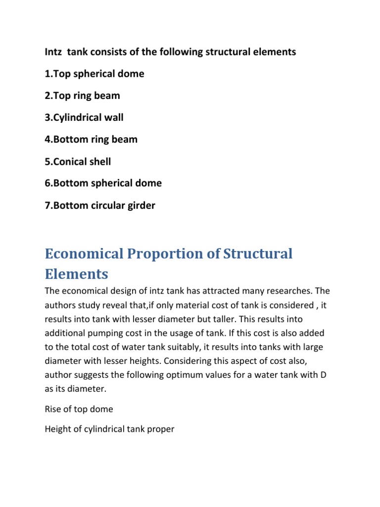Intz Tank Consists of The Following Structural Elements | PDF