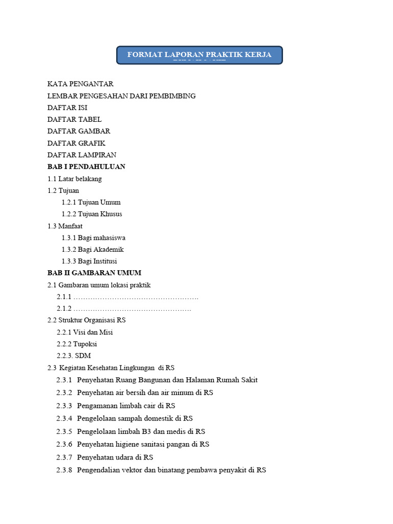 Format Laporan Praktek Kerja Rumah Sakit - 2025 | PDF