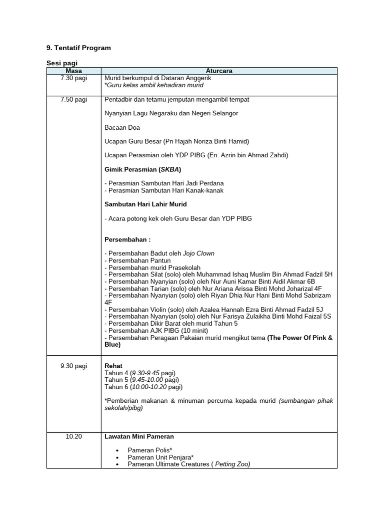Tentatif Dan Ajk HKK (Word) | PDF