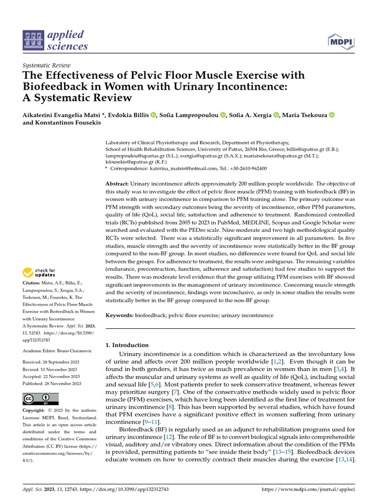2023 - The Effectiveness of Pelvic Floor Muscle Exercise With ...