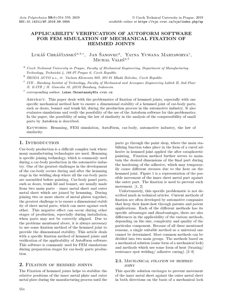 AutoForm FEM Simulation for Hemmed Joints | PDF | Finite Element Method ...