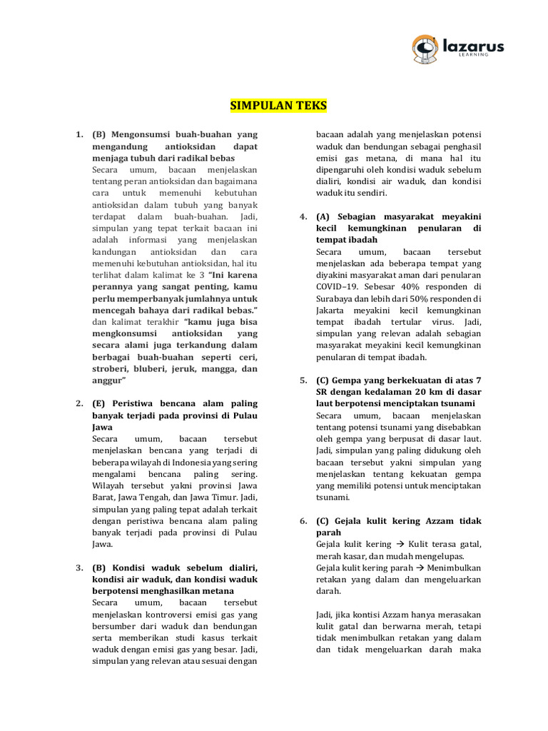 (Pembahasan) BAB 2. Simpulan Teks 002 | PDF