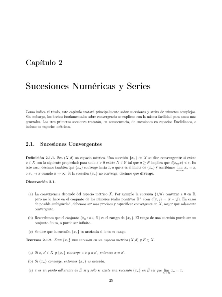 Sucesiones y Series: Convergencia en Matemáticas | PDF | Límite ...
