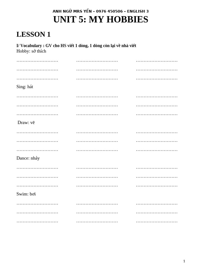 UNIT 5 Lesson 1 | PDF