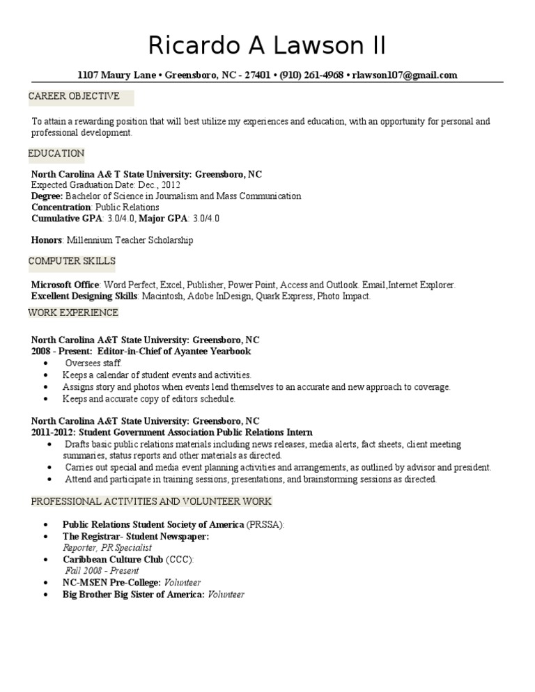 Public Relations Graduate Resume | PDF | Social Science | Art