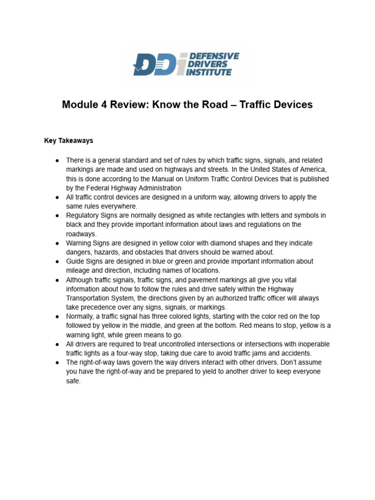 Traffic Devices: Signs, Signals, and Rules | PDF