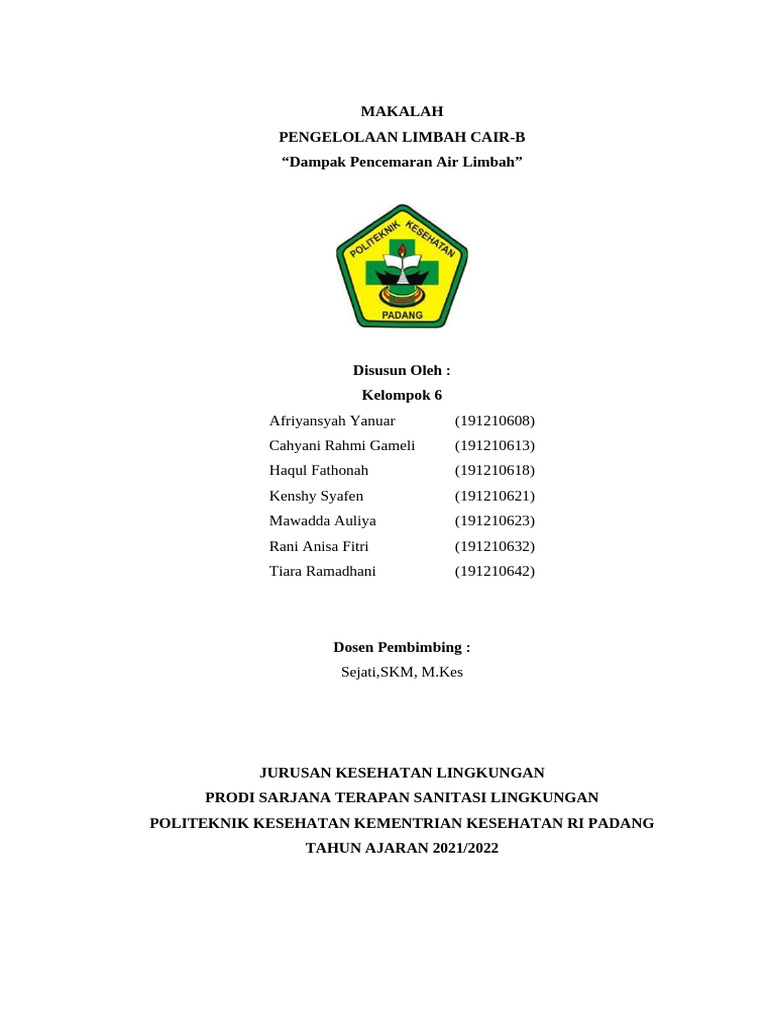 Dampak Pencemaran Air Limbah | PDF