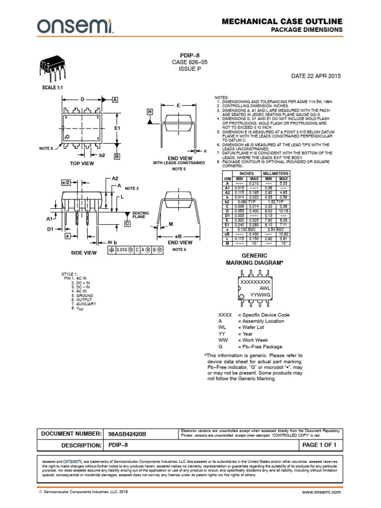 PDIP-8 Package Dimensions Guide | PDF