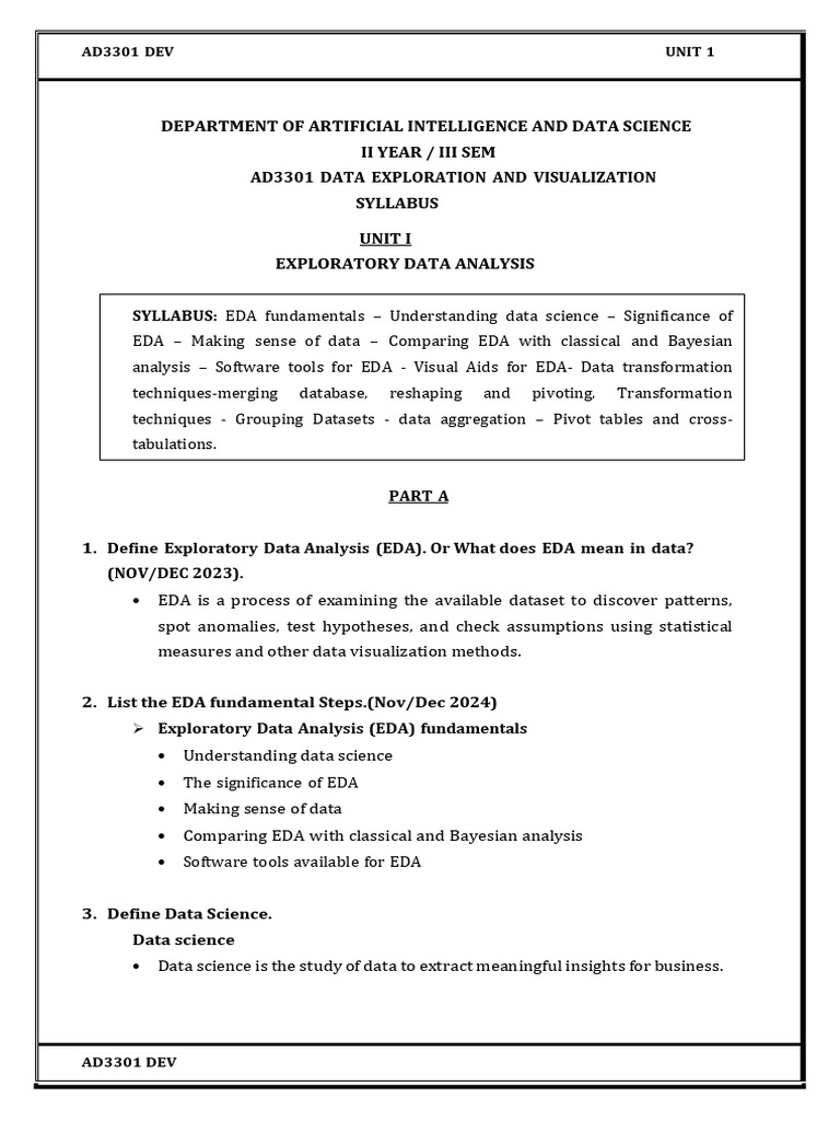 AD3301 DEV Clean Full | PDF | Data Analysis | Scatter Plot