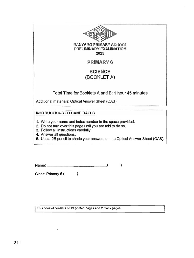 P6 Science Prelim 2025 Nanyang Exam Papers | PDF