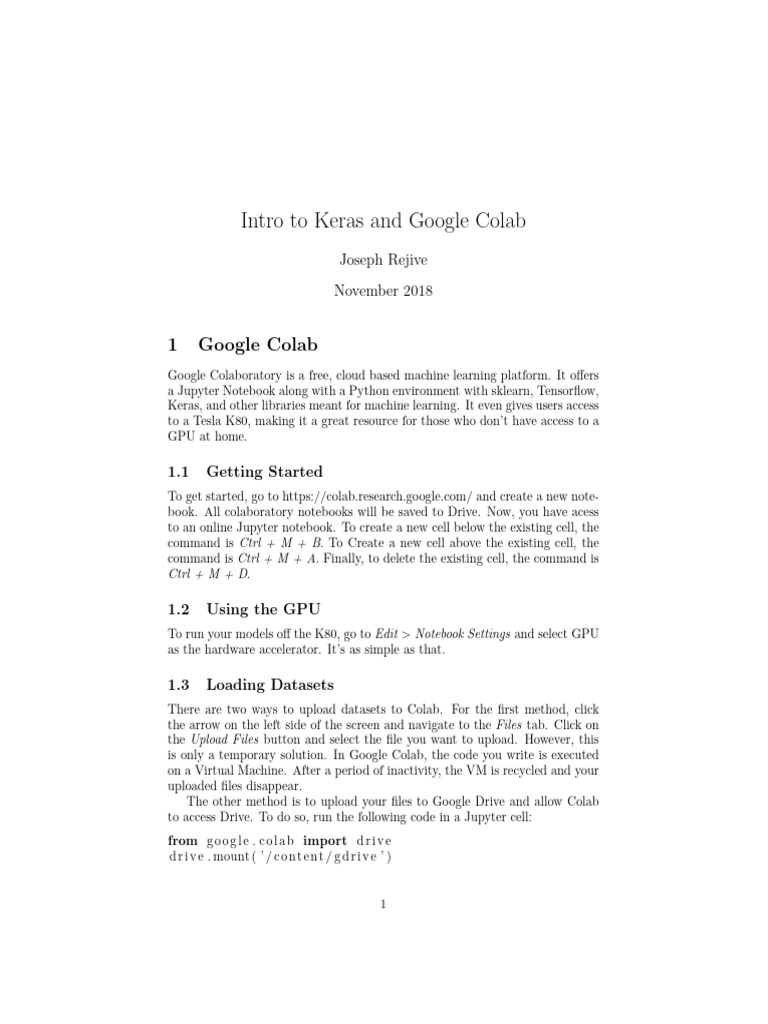 Intro To Keras and Google Colab | PDF | Applied Mathematics | Computing