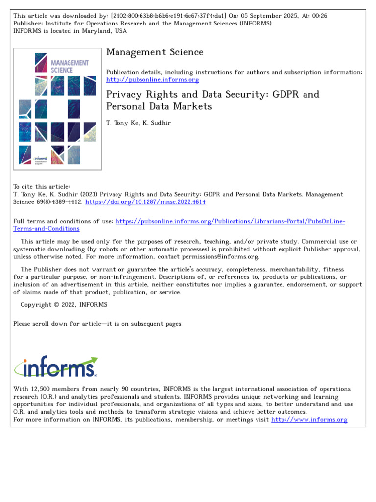 GDPR and Personal Data Markets Analysis | PDF | Privacy | Right To Privacy