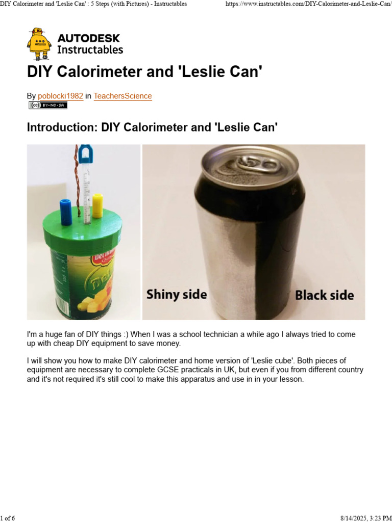 DIY Calorimeter and 'Leslie Can' - 5 Steps (With Pictures ...