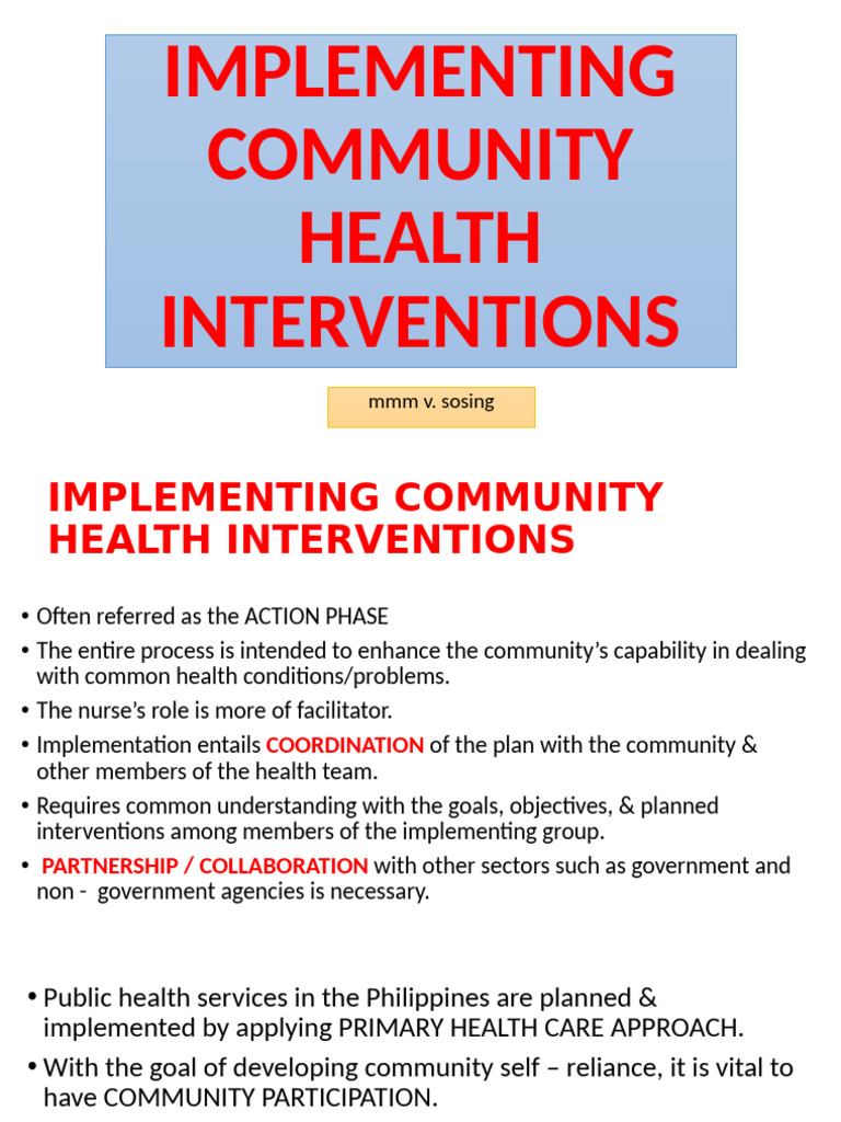 Module 07 Unit IV. D CHN Implementing Community Health Interventions ...