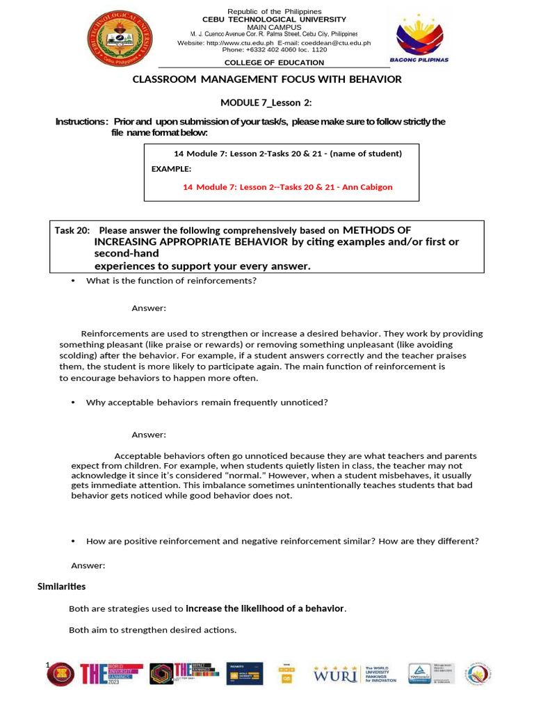 Classroom Management Behavior Strategies | PDF | Reinforcement ...