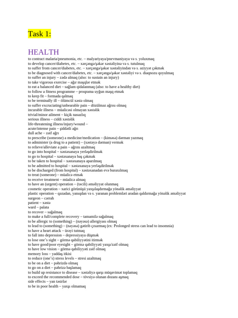Health Vocabulary and Concepts Guide | PDF | Preventive Healthcare ...