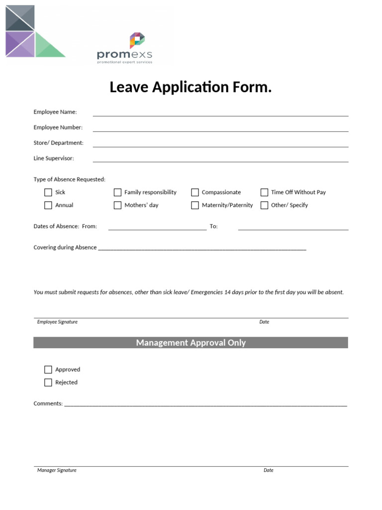 Leave Application Form | PDF