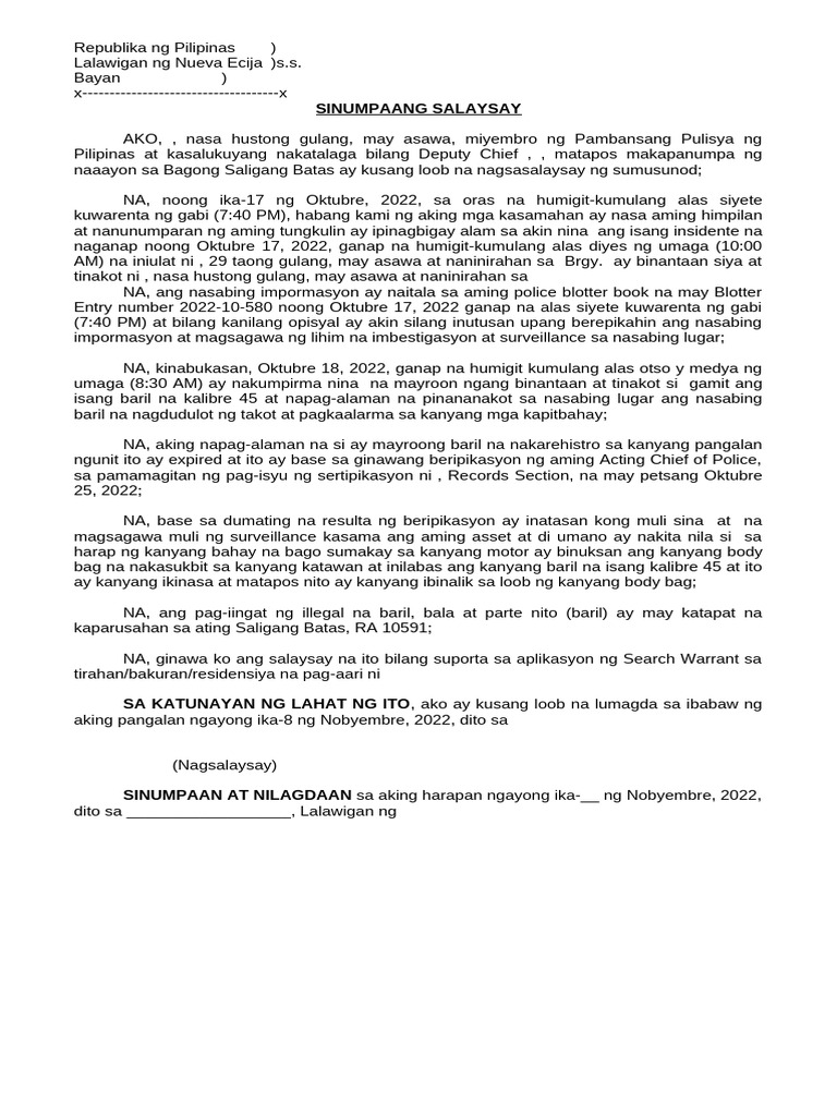 Application of SW 10591 | PDF