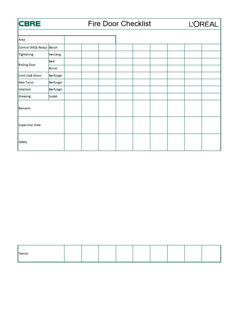 Form Checklist Fire Door | PDF