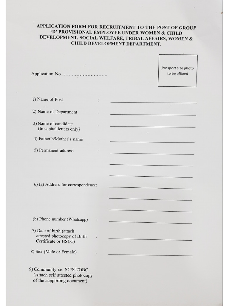 WCD D Application Form | PDF