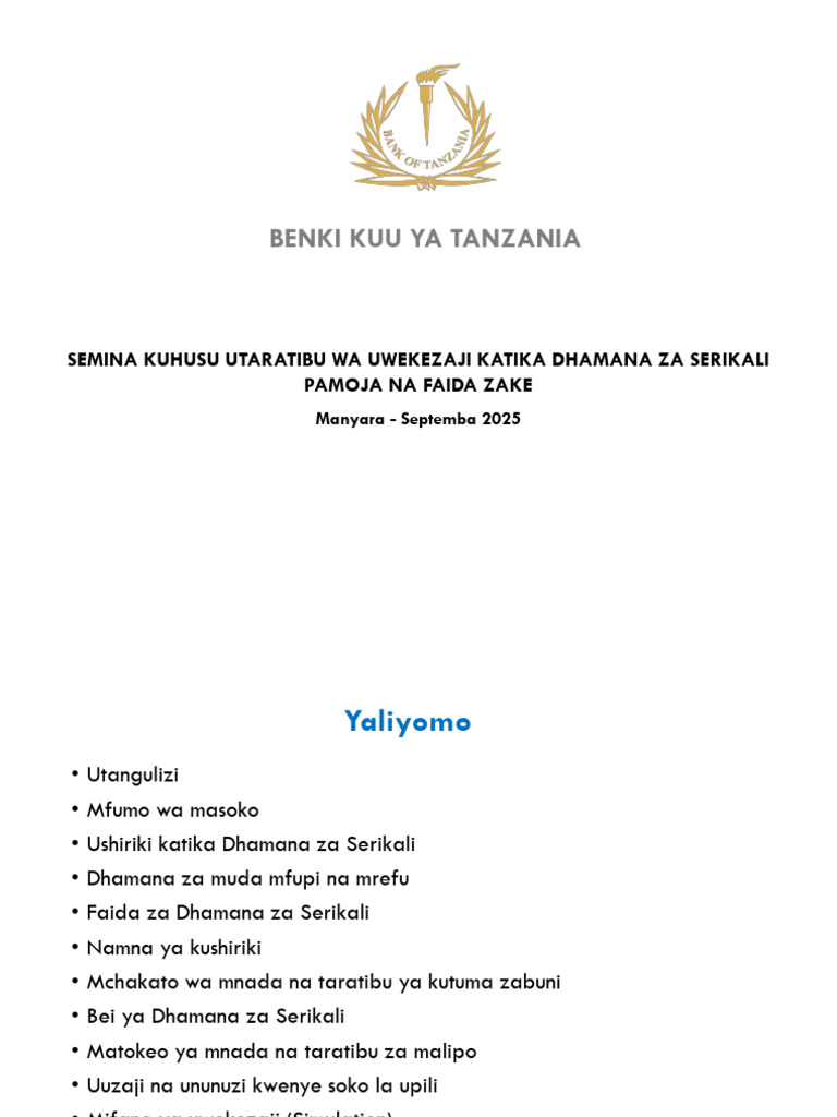 Uwekezaji Kwenye Dhamana Za Serikali - Kiswahili | PDF