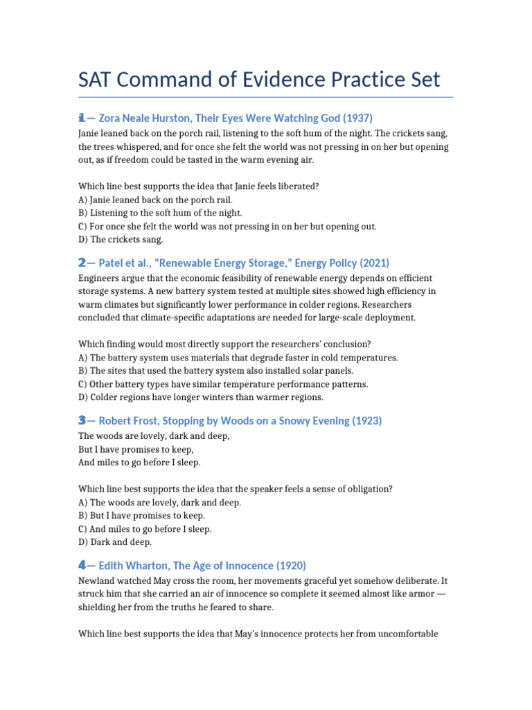 SAT Command of Evidence Practice Set | PDF | Earth Sciences