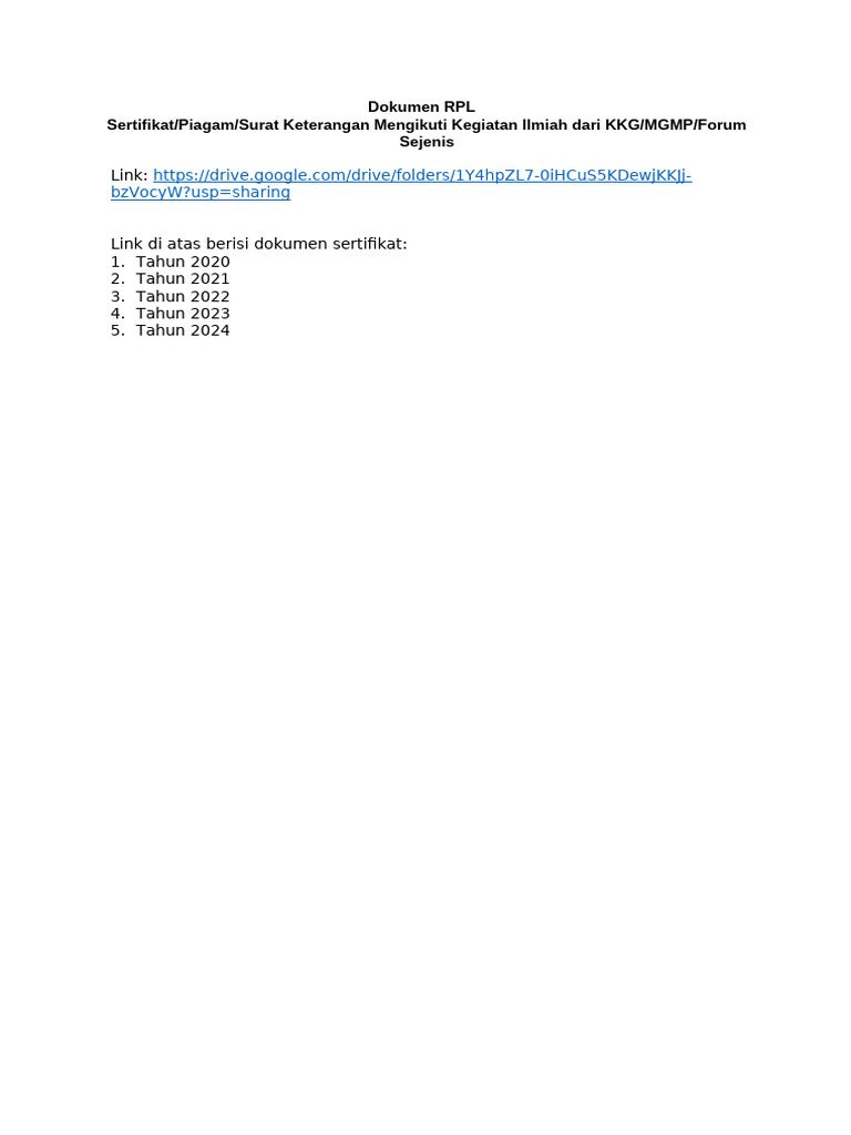Dokumen RPL Sertifikat | PDF