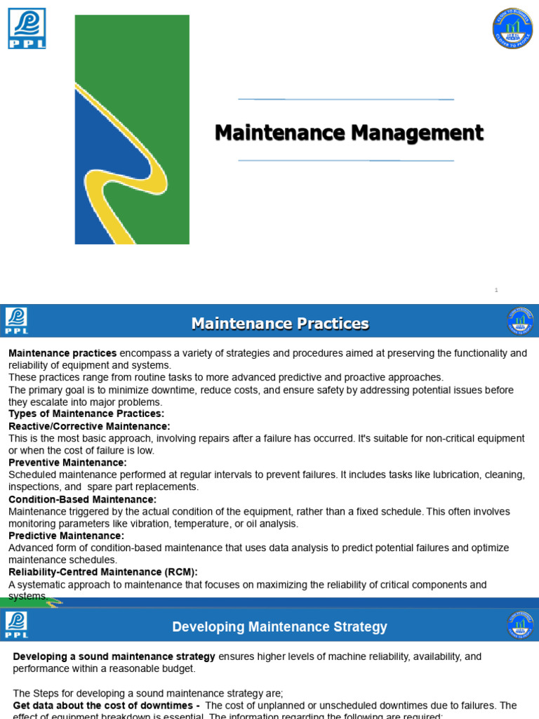 Comprehensive Maintenance Management Strategies | PDF | Reliability ...