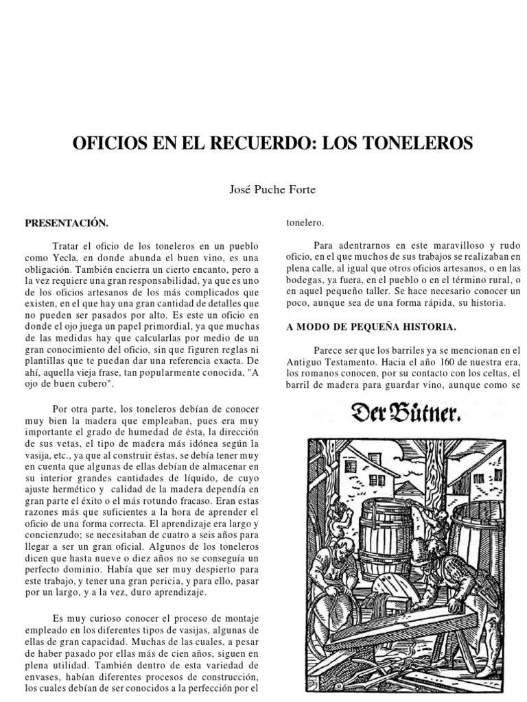 Oficios en El Recuerdo. Los Toneleros | PDF | Herramientas | Naturaleza