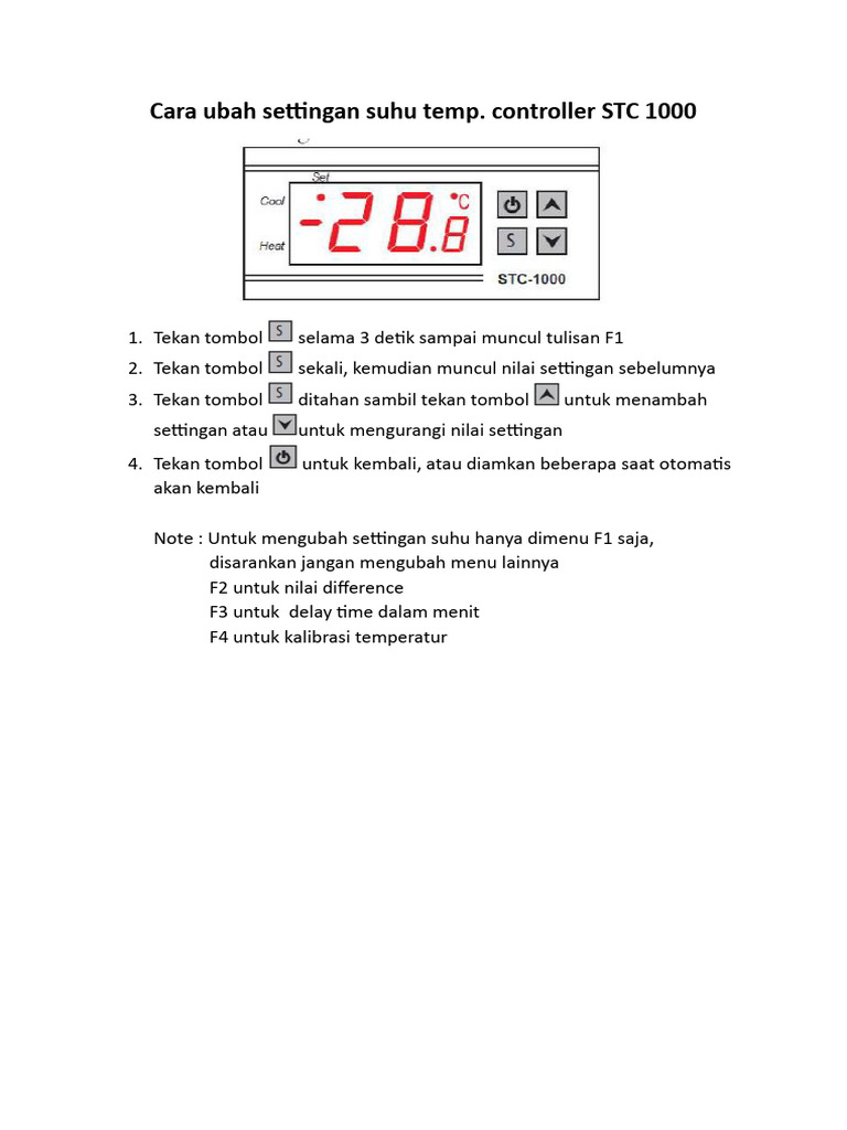 Ubah Setting Suhu STC 1000 dengan Mudah | PDF