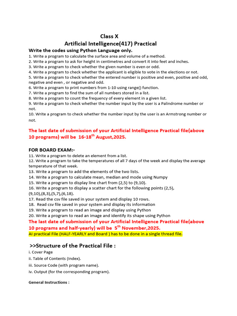 Class 10 AI Practical Guidelines 2025-26 | PDF | Computing
