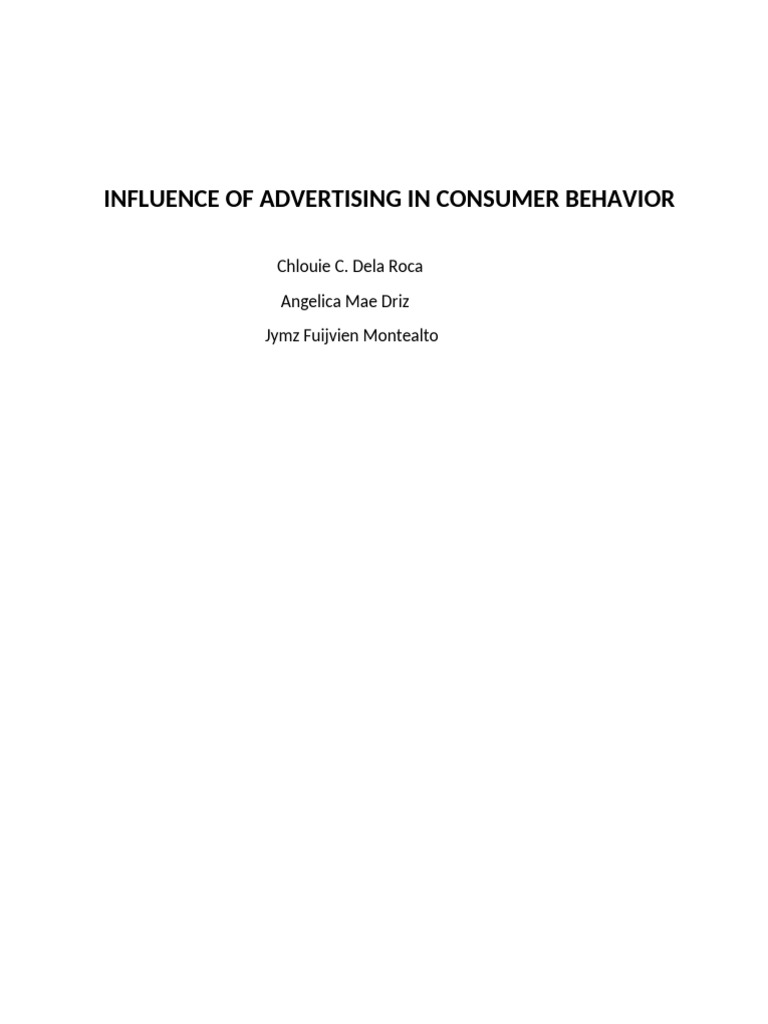 Impact of Advertising on Consumer Behavior | PDF