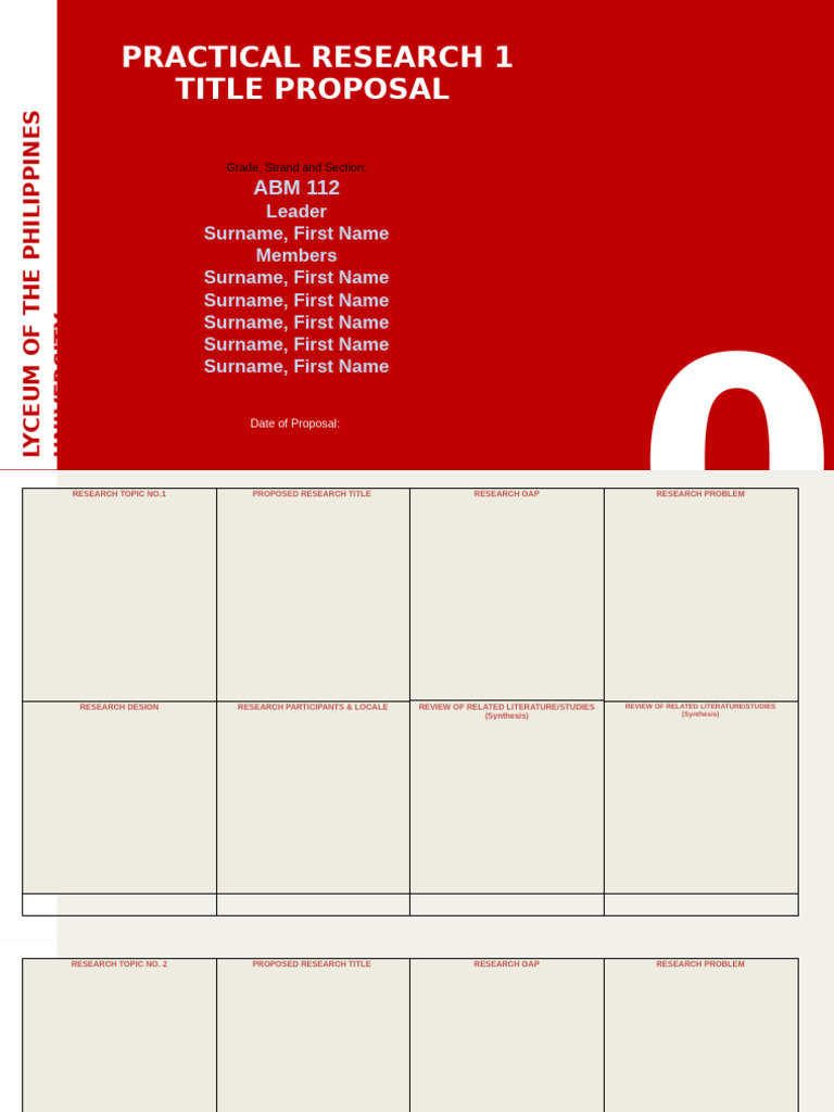 Title Proposal for Research Project | PDF