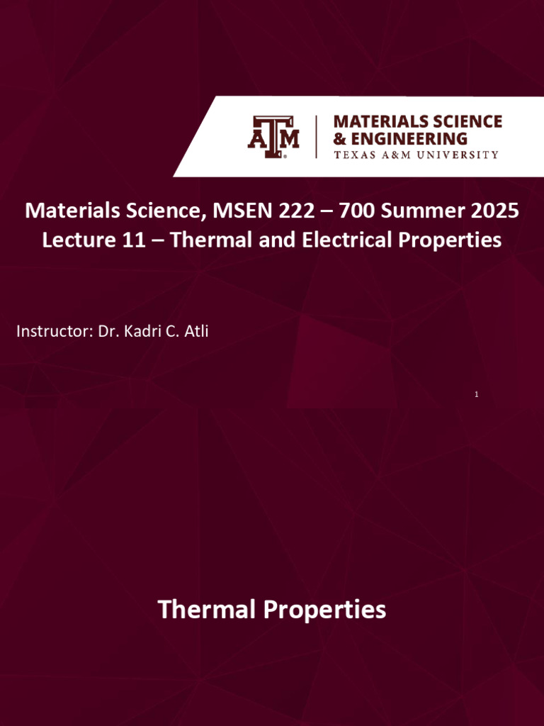 Thermal and Electrical Properties Overview | PDF | Electrical ...
