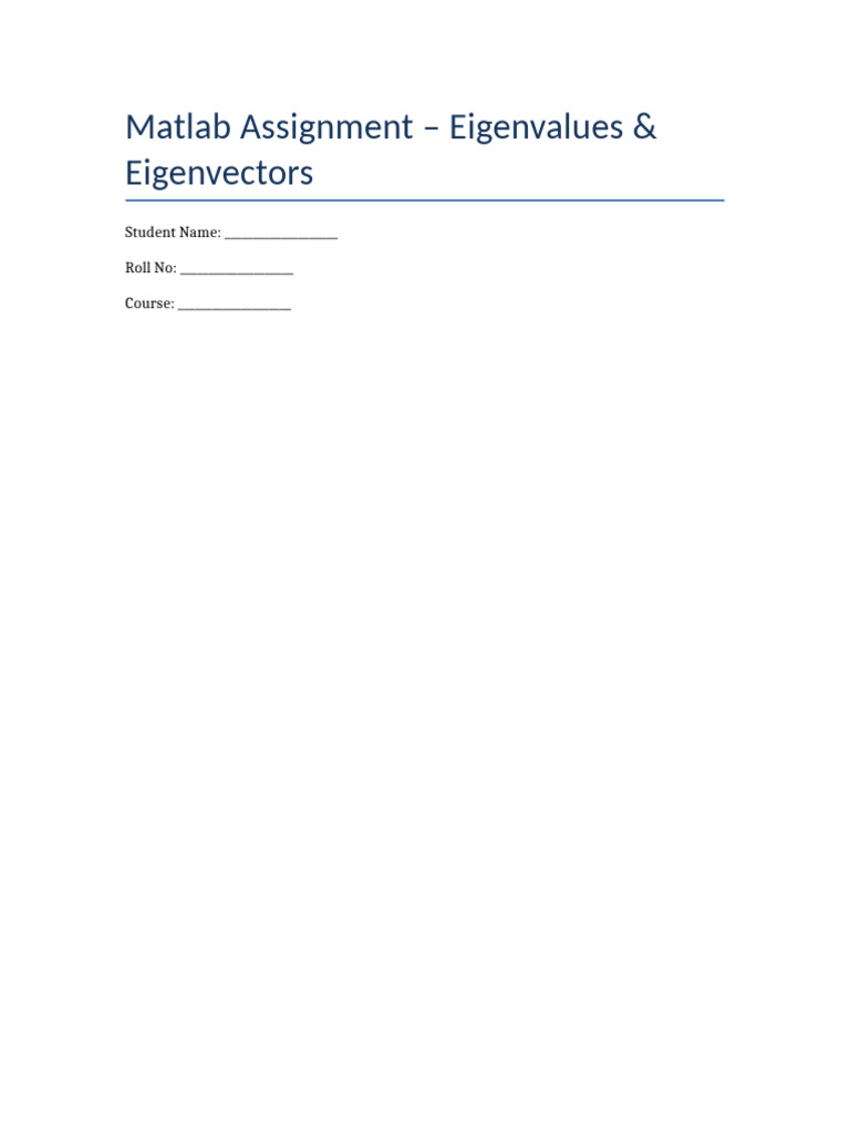 Matlab Assignment Sample | PDF