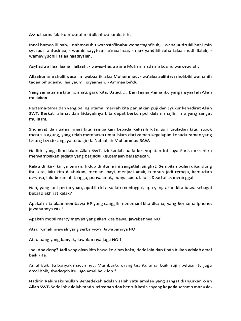 Naskah Pidato Farisa - Sedekah | PDF