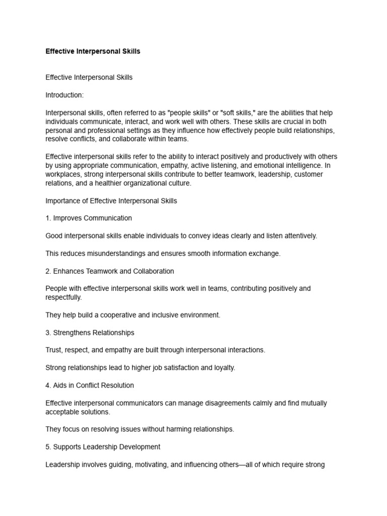 Mastering Effective Interpersonal Skills | PDF | Communication ...
