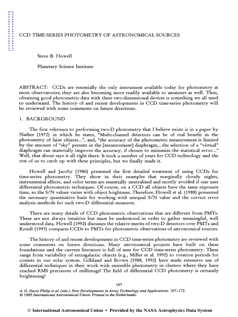 CCD Time Series Photometry of Astronomical Sources (Howell) | PDF
