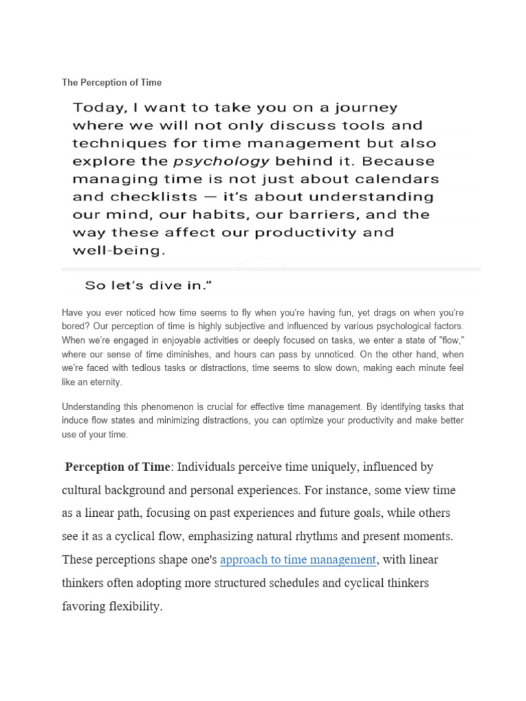 Understanding Time Perception and Management | PDF | Professional ...