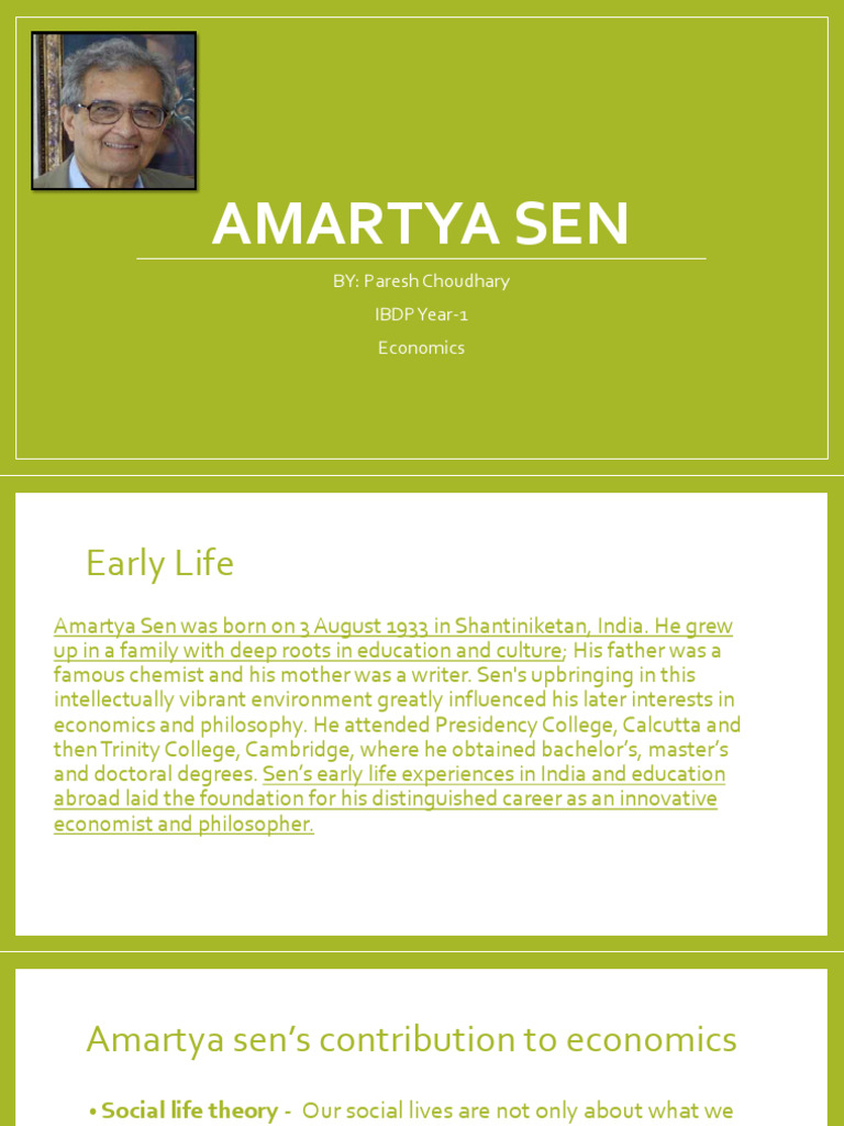 Amartya Sen: Life and Economic Theories | PDF