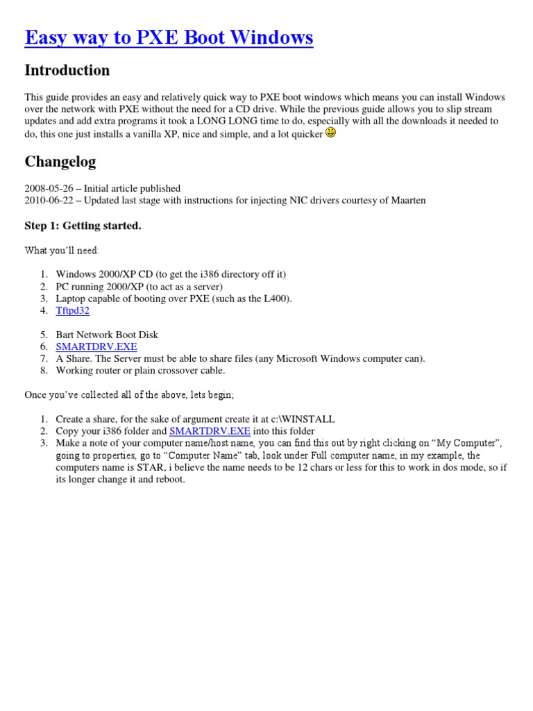 Easy Way To PXE Boot Windows | PDF | Booting | Windows Xp