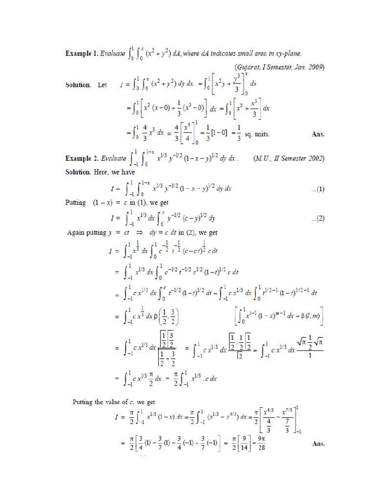 Double Integral Examples | PDF