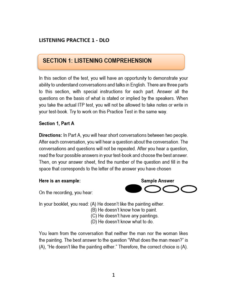 Listening Practice 1 - Dlo | PDF